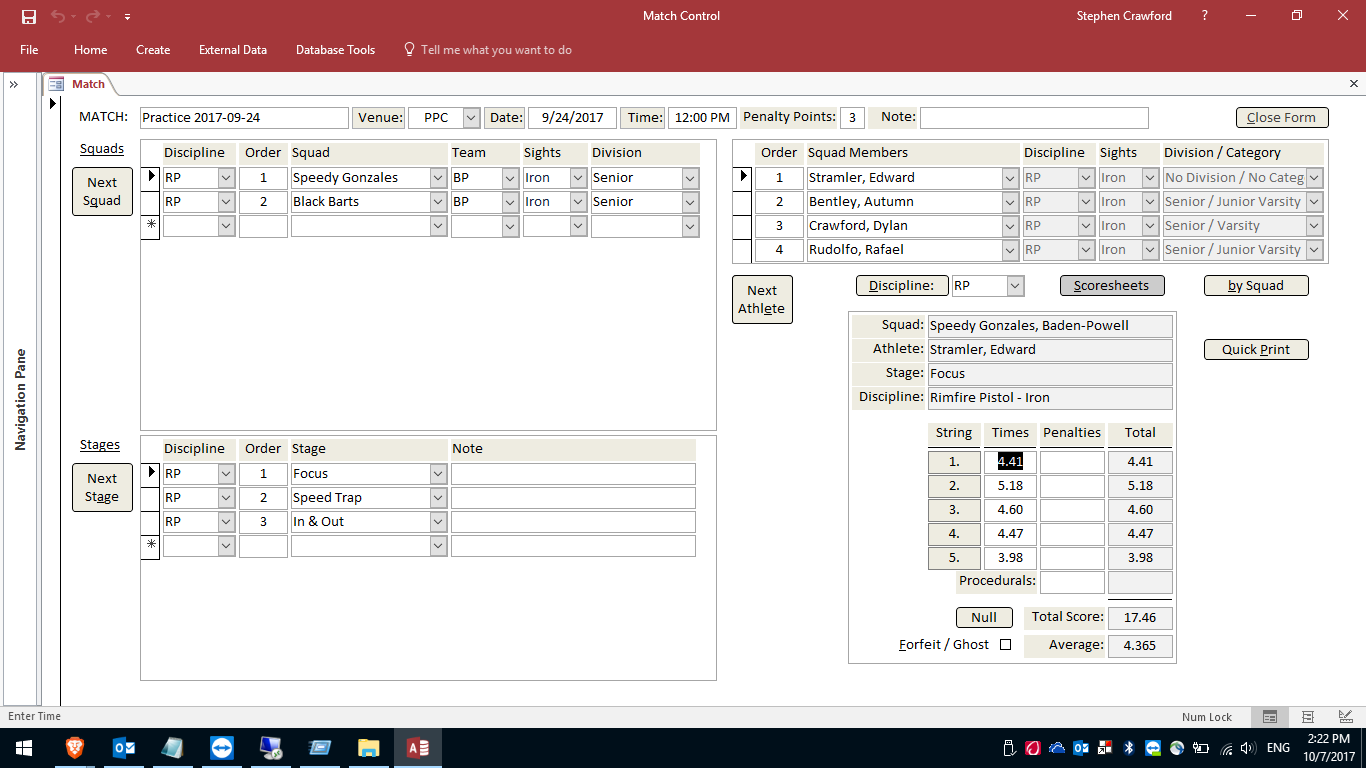 MatchControl Shooting Match Scoring Program – Crawford Computer Consulting